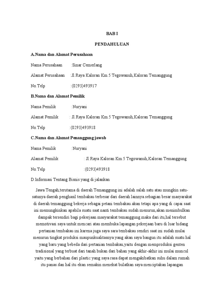 Proposal Ijin Usaha | PDF