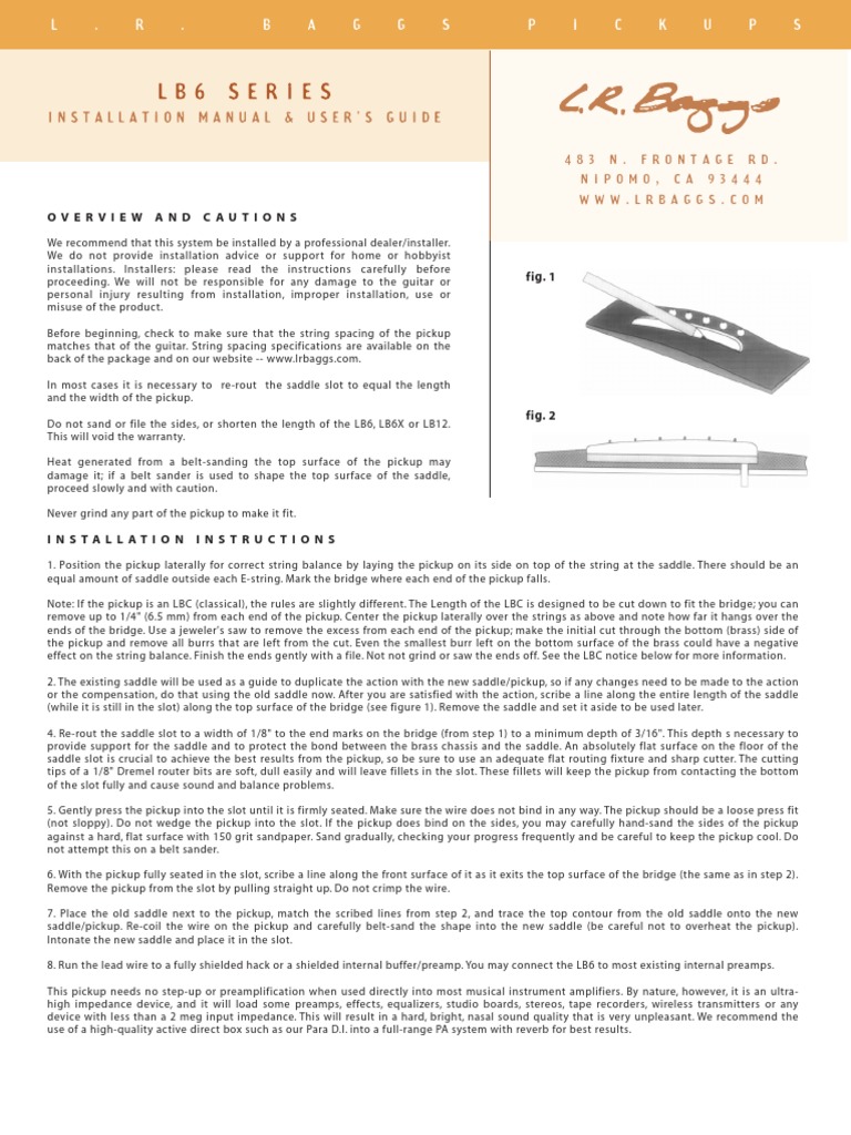 Installation Instructions and Considerations for LR Baggs Guitar ...