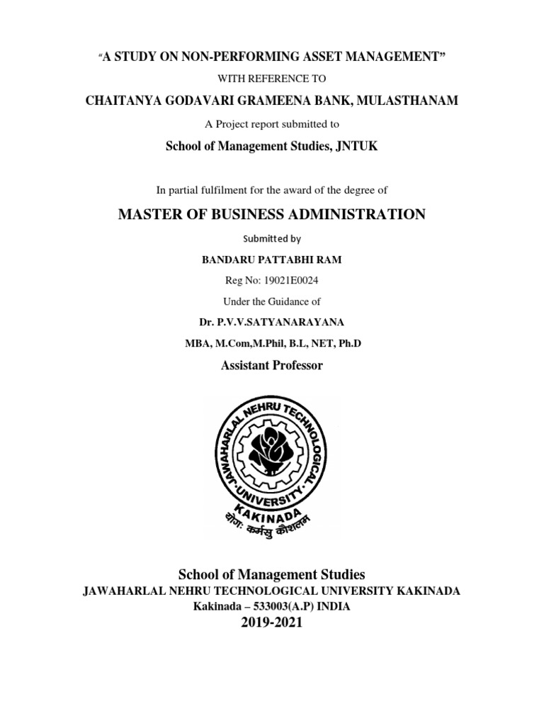 Jntuk MBA Financial Project | PDF | Reserve Bank Of India | Banks
