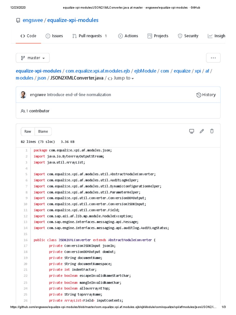 Equalize Xpi Modules Json2xmlconverter Java At Master Engswee