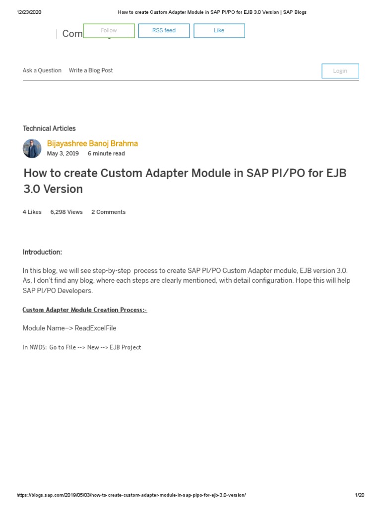 How To Create Custom Adapter Module in SAP PI - PO For EJB 3.0 Version - SAP Blogs | PDF ...