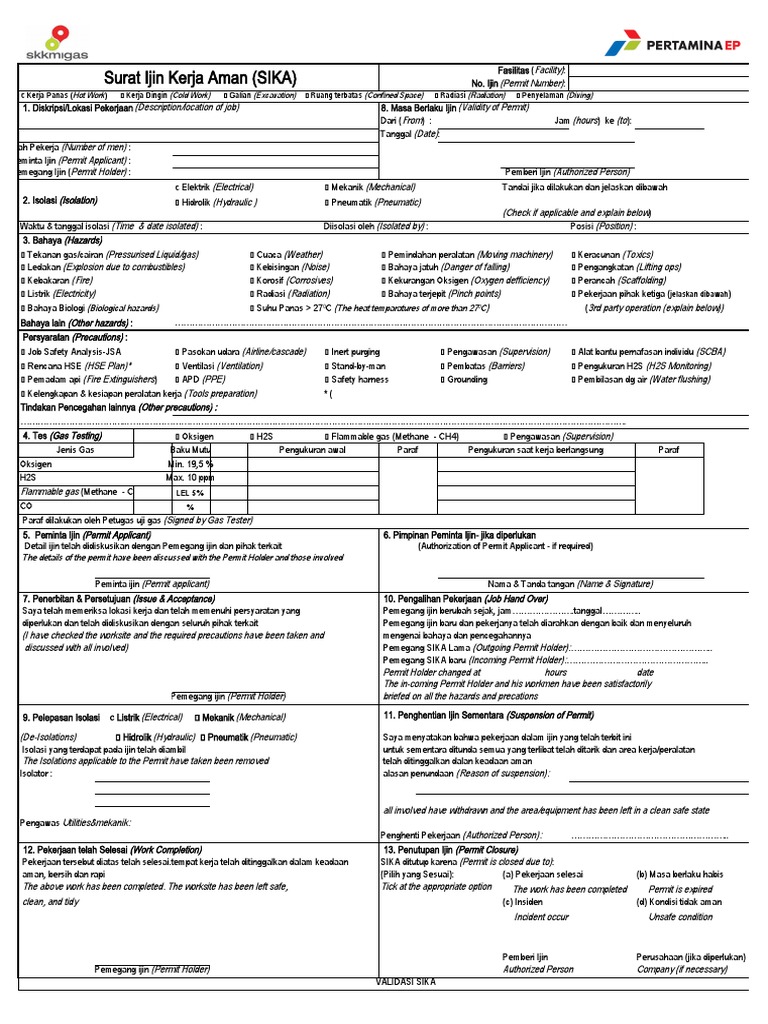 Form SIKA Baru | PDF | Pneumatics | Hazards