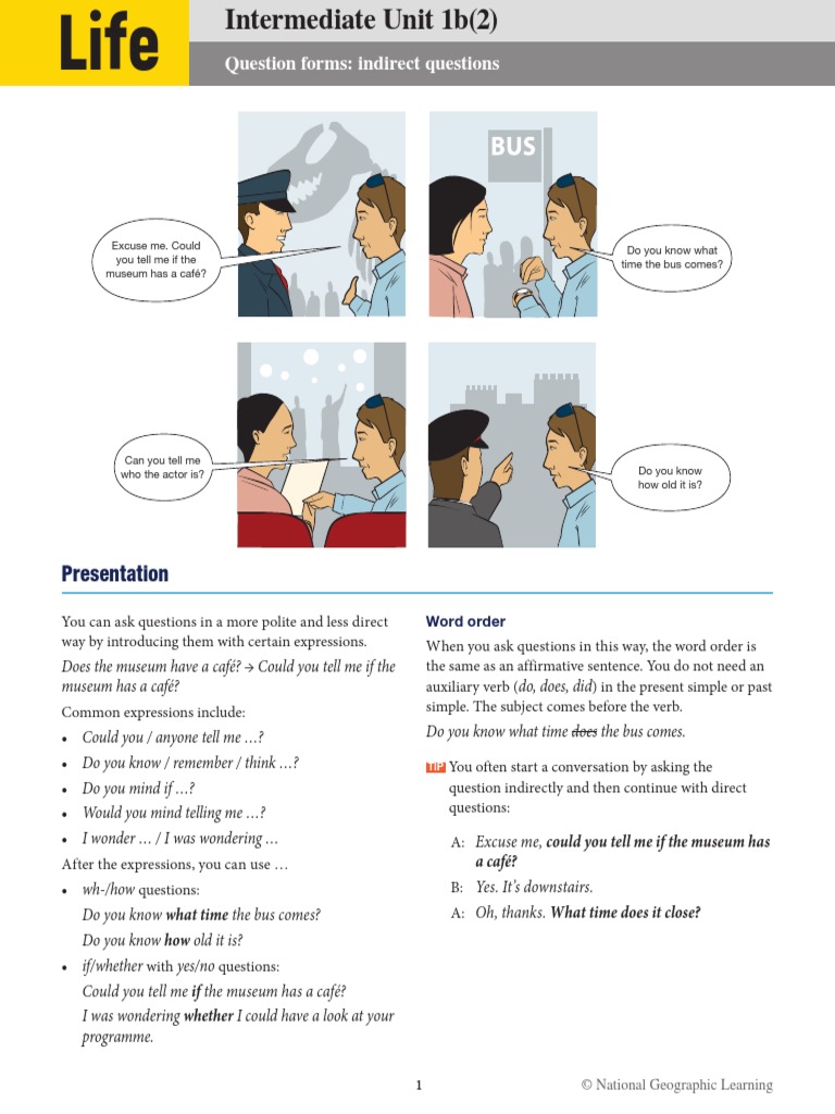 Question Forms: Indirect Questions: Presentation | PDF | Question | Syntax