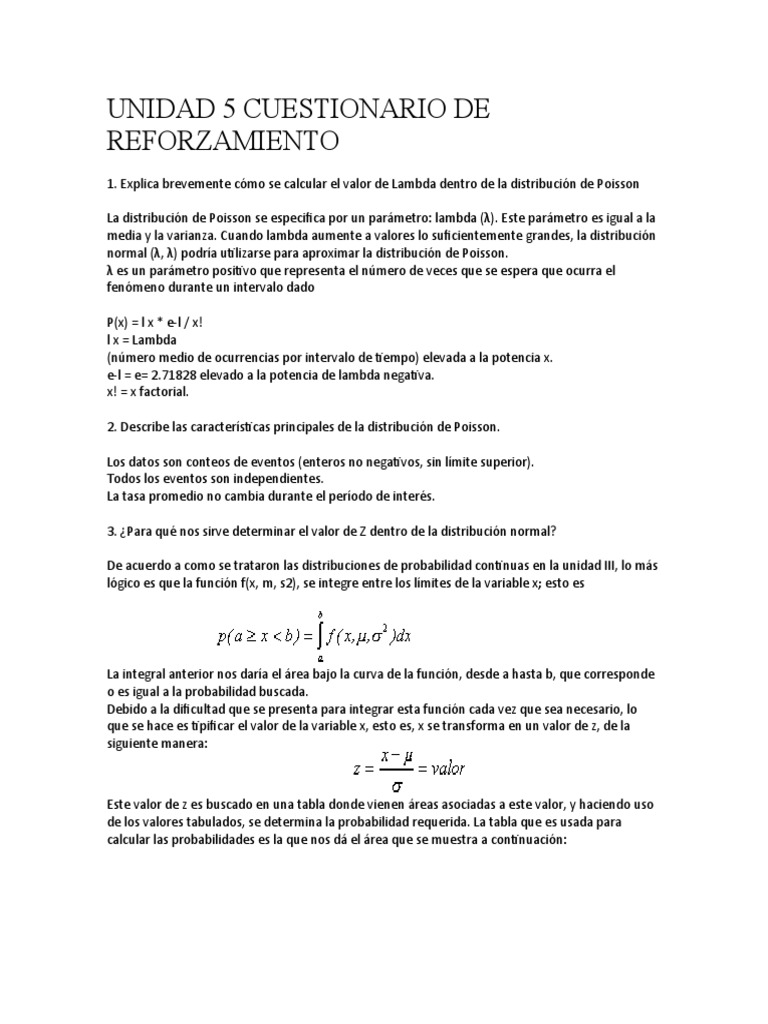 Unidad 5 Cuestionario de Reforzamiento | PDF