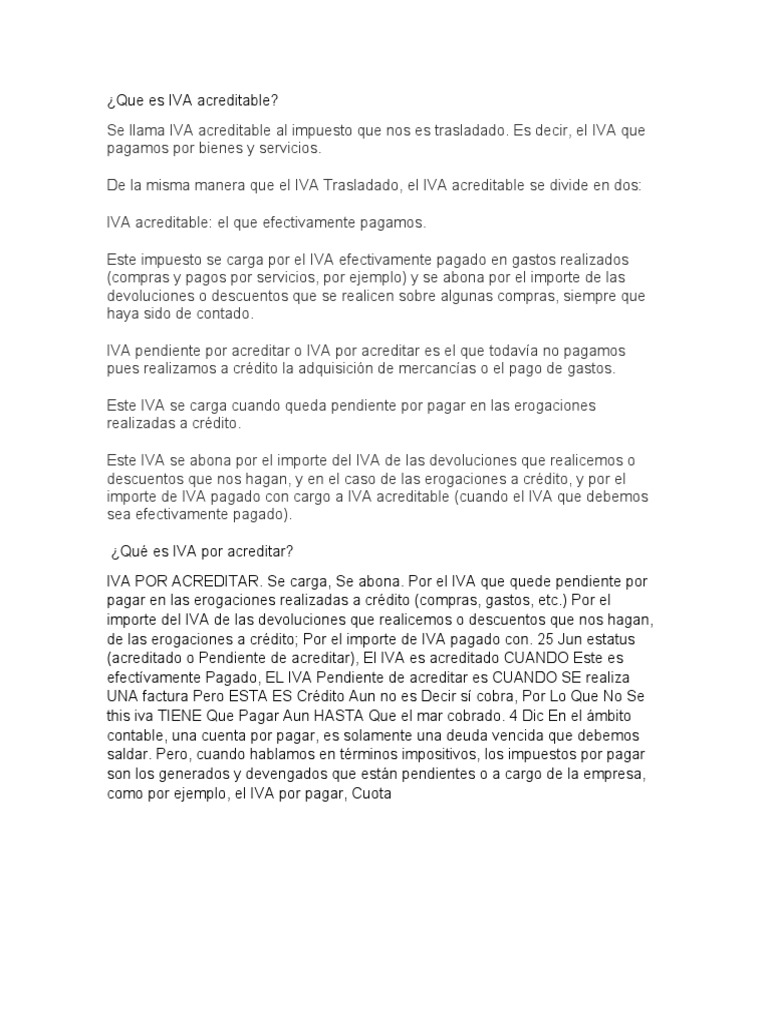 Guía del IVA: Acreditable y Trasladado | PDF | Impuesto al valor ...