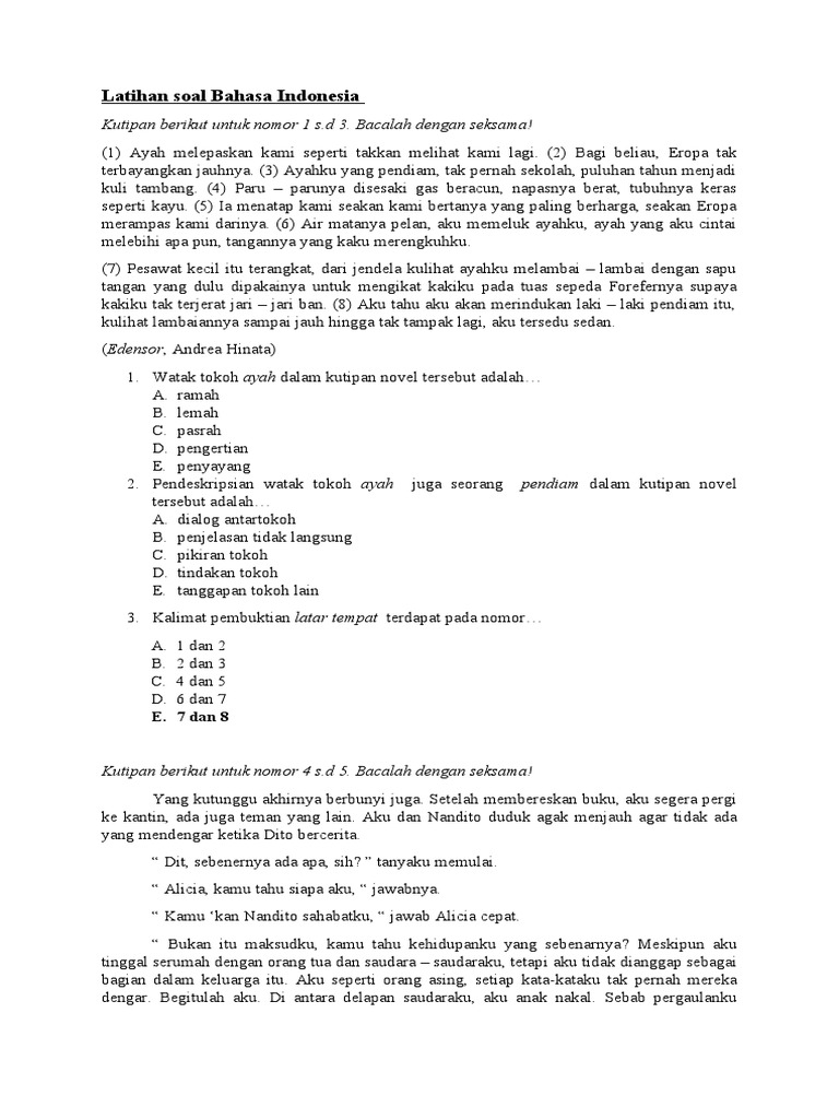 Latihan Soal Bindo 12-3-21 | PDF