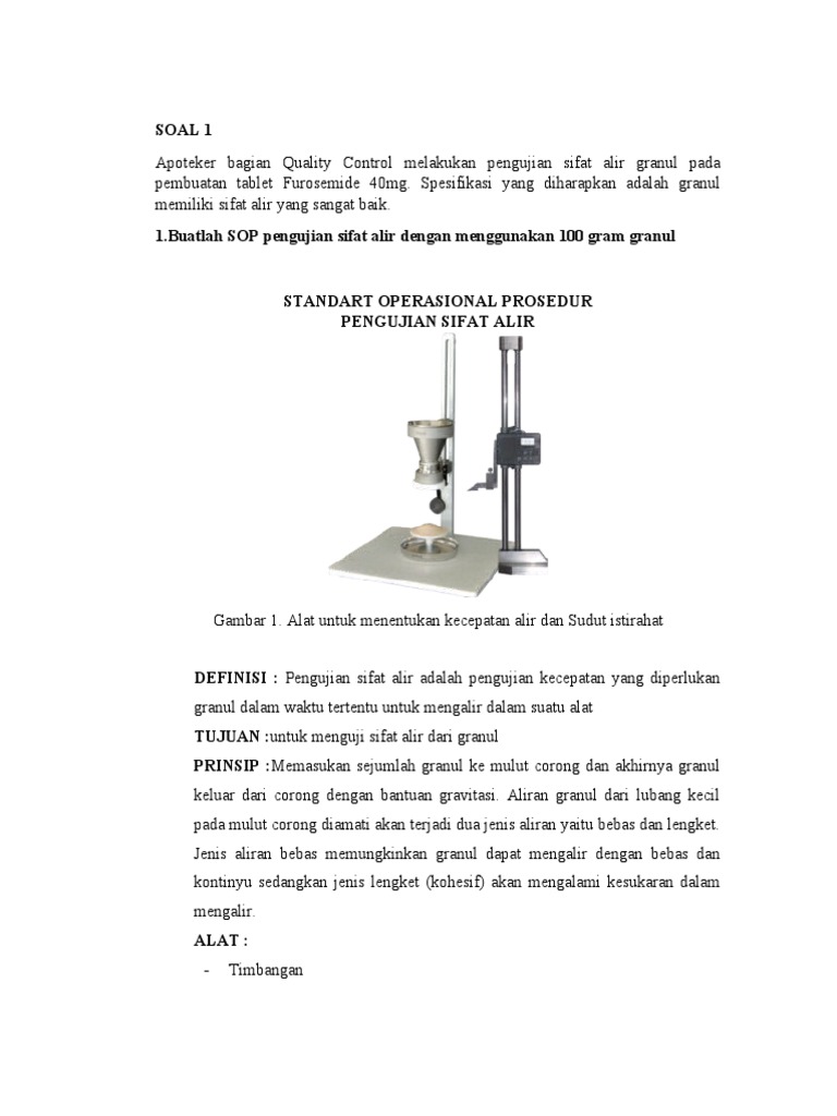Pengujian Sifat Alir Granul Tablet | PDF | Griya & Taman | Teknologi ...