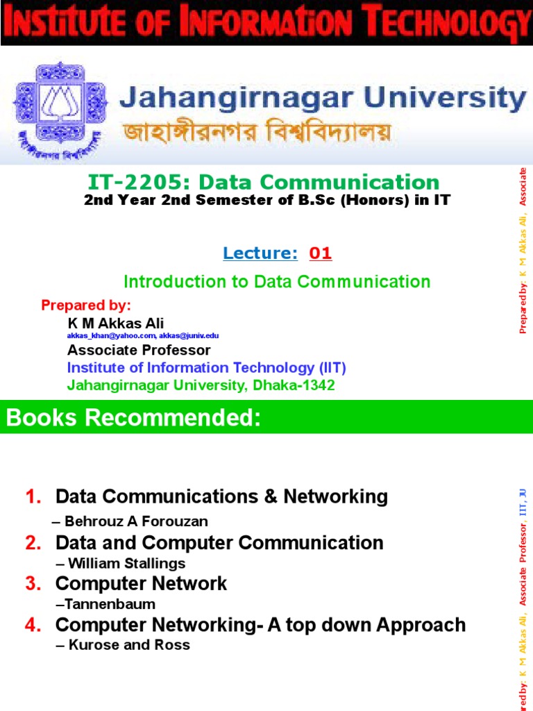 IT-2205 Lec 01 Introduction To Data Communication | PDF | Duplex ...