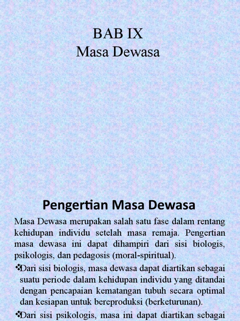 BAB IX Masa Dewasa | PDF
