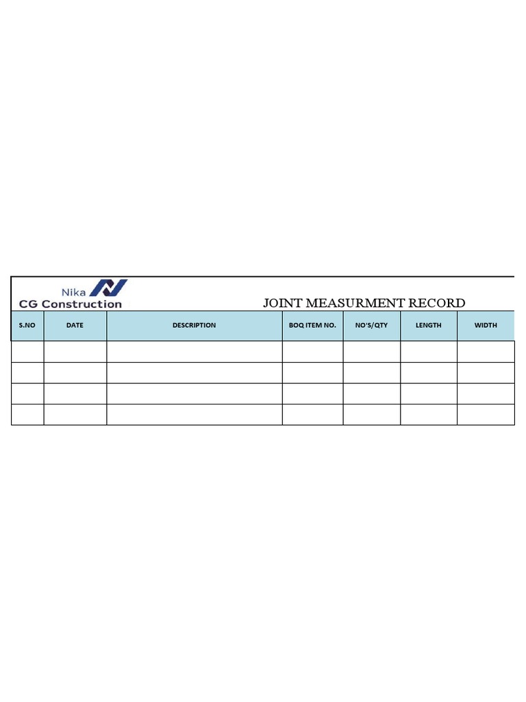 Joint Measurement Record Template | PDF