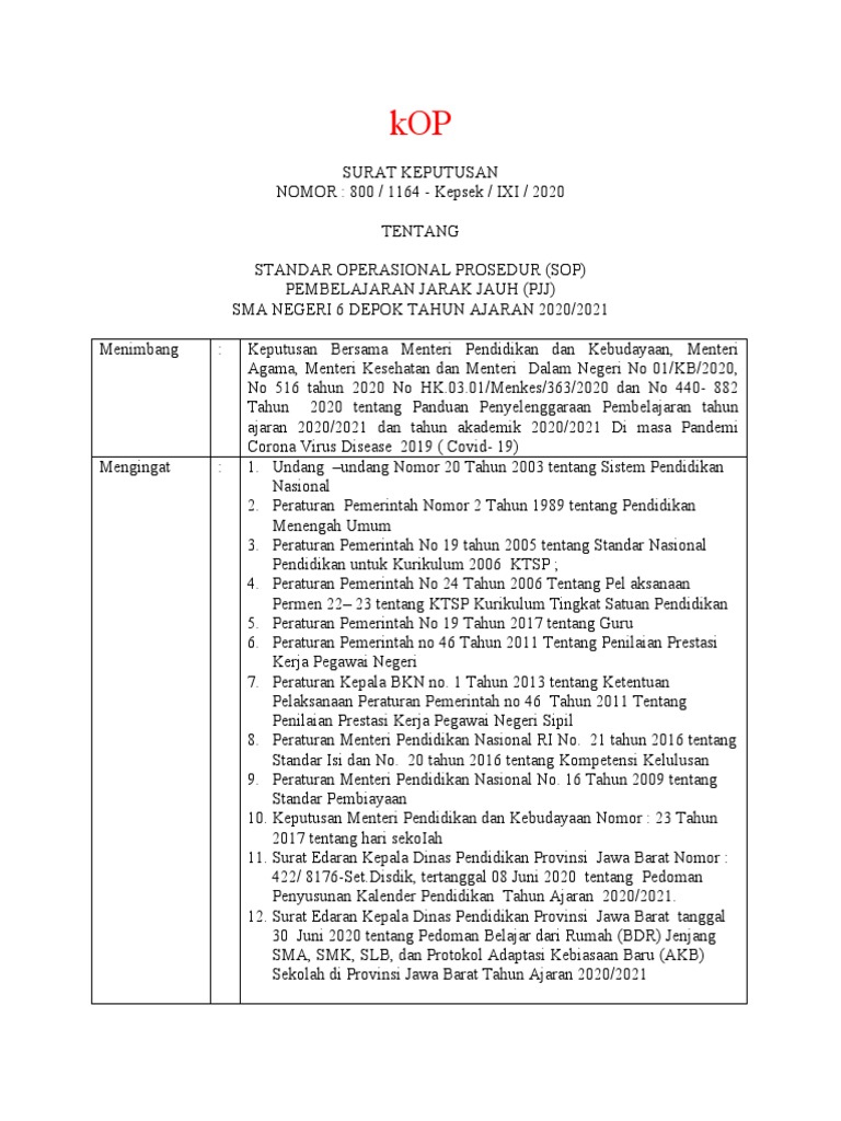 SK Tentang SOP | PDF