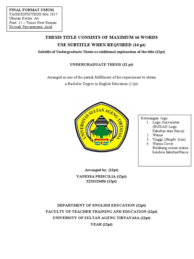 ENGLISH - Format Umum Tugas Akhir-SKRIPSI-TESIS Untirta Mei 2017 | PDF ...