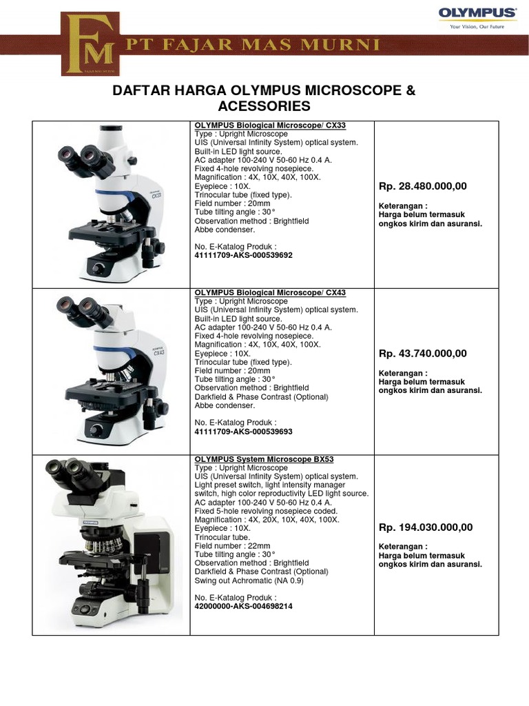 Daftar Harga Olympus Microscope 2019 E-Katalog | PDF | Pixel | Digital ...