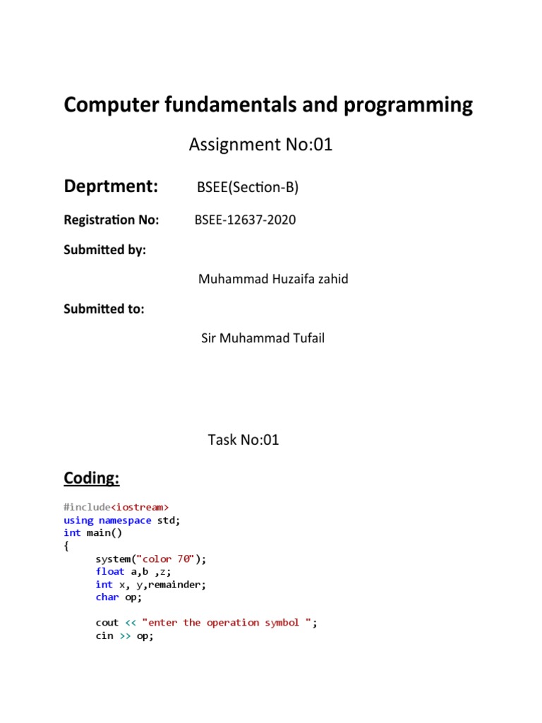 Assignment No 1 | PDF | Software Engineering | Computer Programming