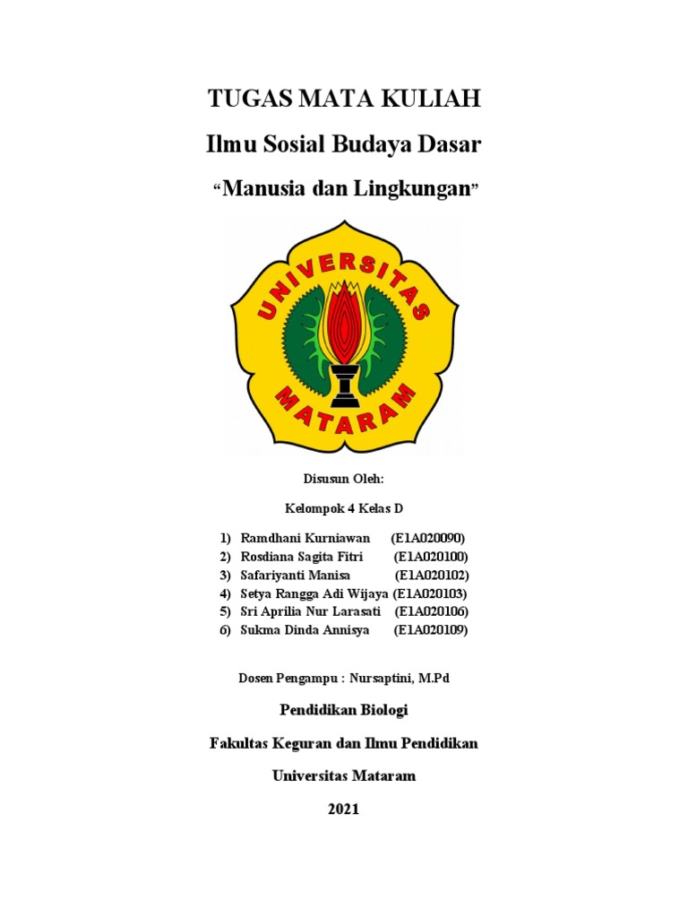 Makalah ISBD - Manusia & Lingkungan - Kelompok 4 Kelas D Pendidikan ...