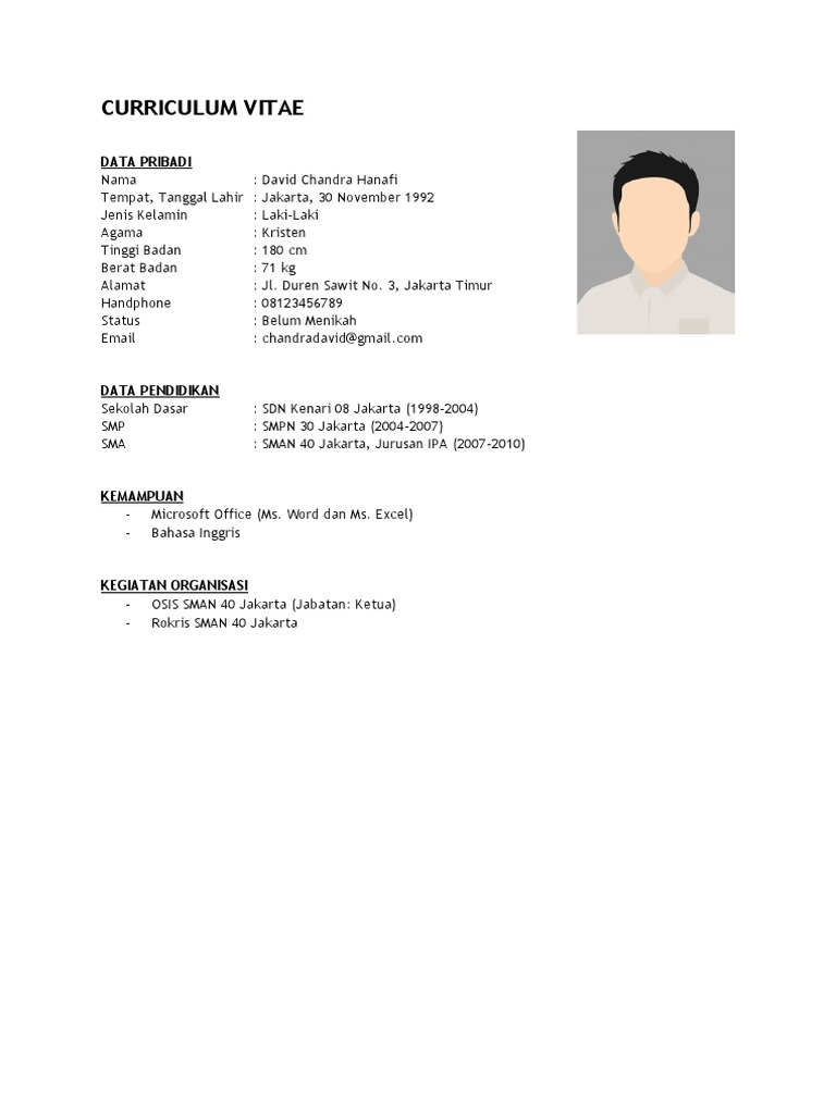 Contoh CV Lulusan SMA Jurusan IPA | PDF