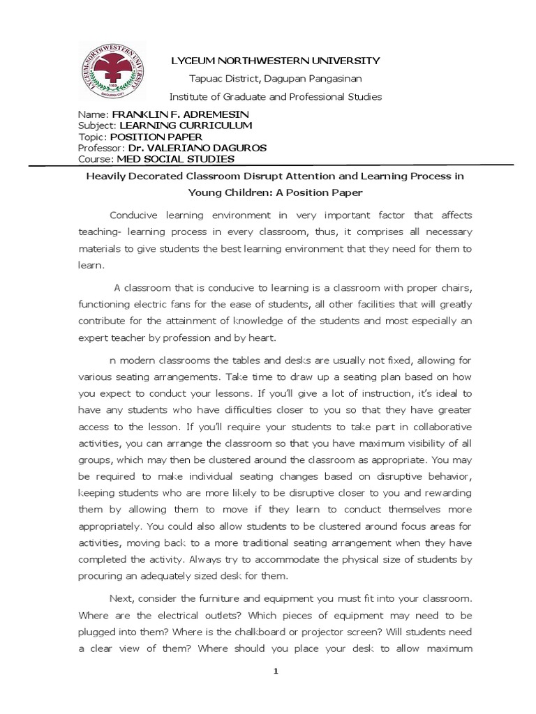 Heavily Decorated Classroom Disrupt Attention and Learning Process in ...