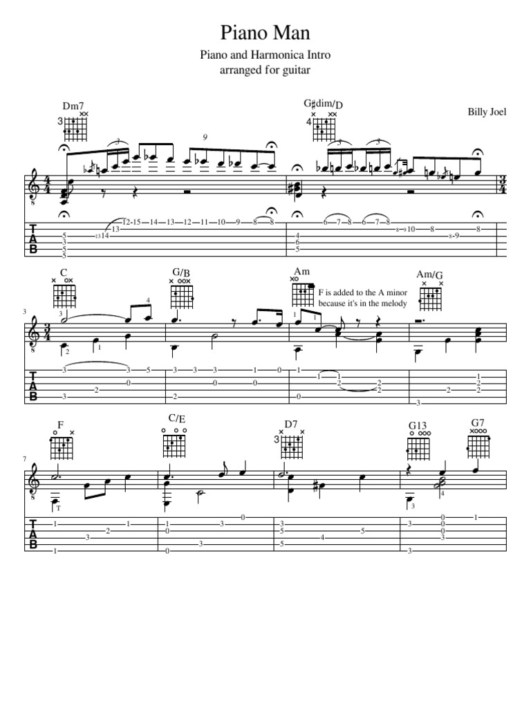 Piano Man Guitar Tabs | PDF
