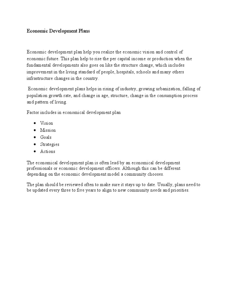 Economic Development Plans | PDF | Economic Development | Economic Growth