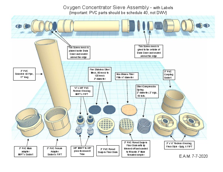 OxiKit DIY15 LPM Oxygen Concentrator Zeolite Sieve Assembly Diagram ...