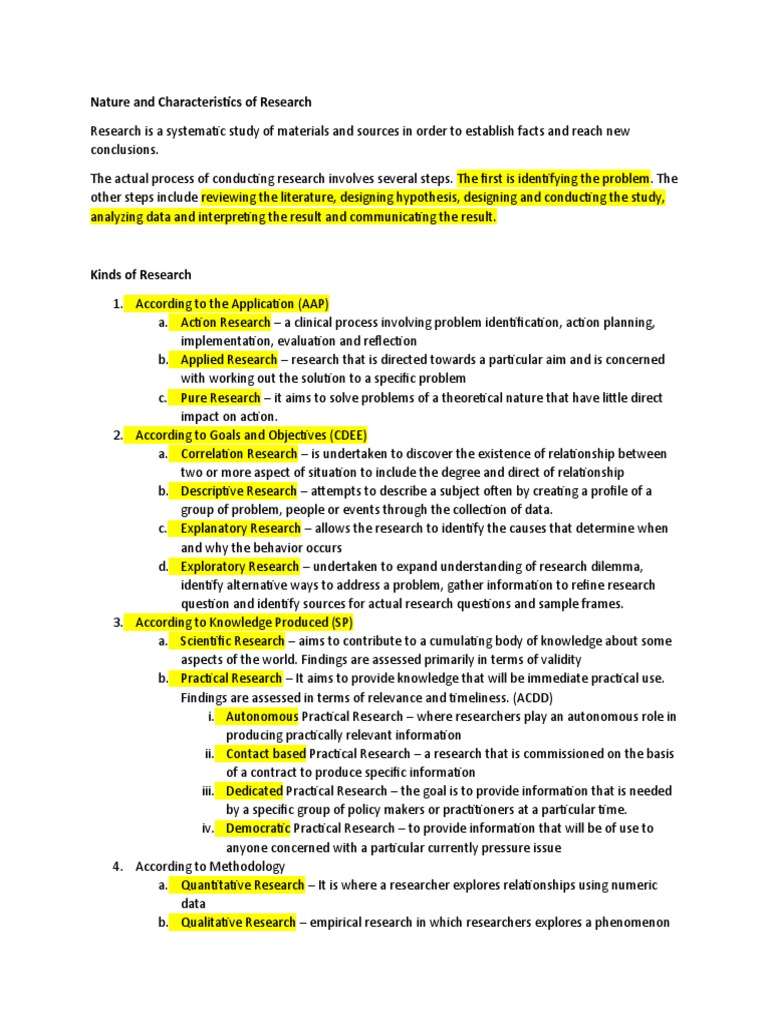 Nature and Characteristics of Research | PDF | Methodology | Science