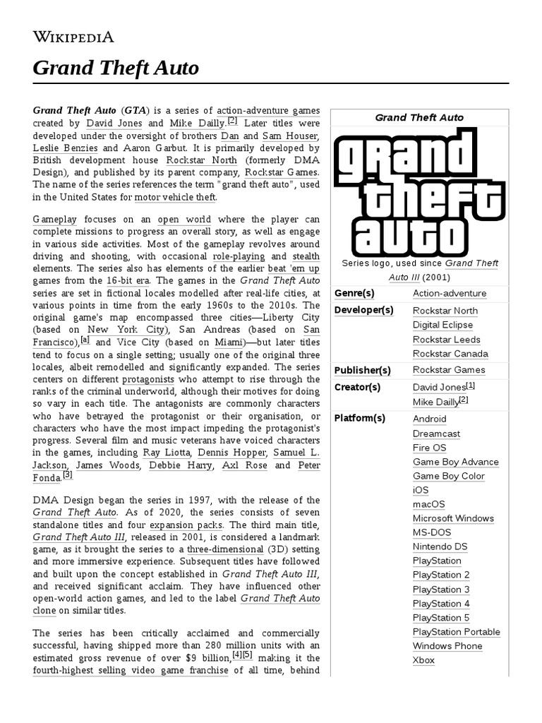 Grand Theft Auto | PDF | Leisure | Crime Thriller