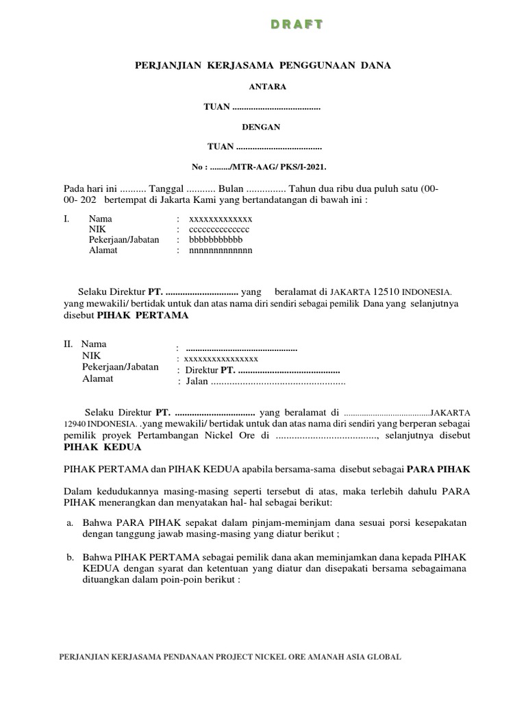Form PKS Penggunaan Dana Dana Investor | PDF