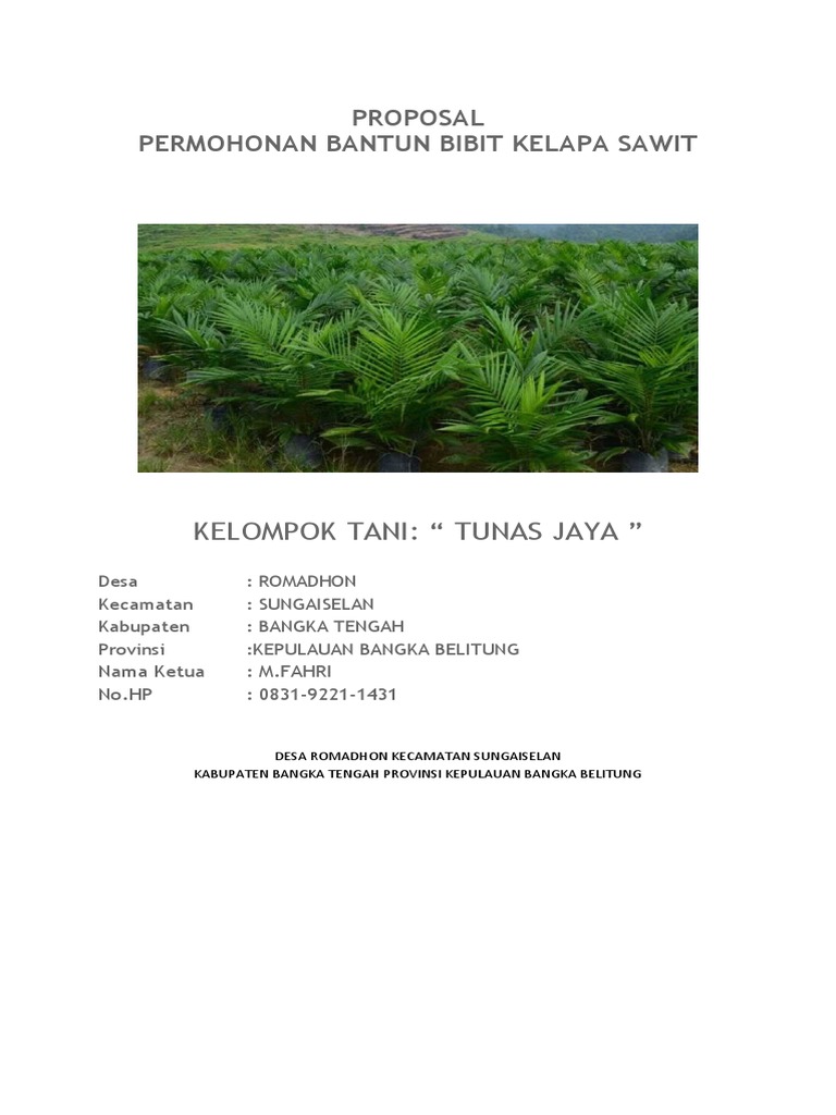 Proposal Bantuan Bibit Kelapa Sawit | PDF