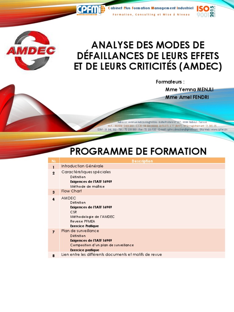Support de Cours AMDEC | PDF | Risque | Processus d'affaires