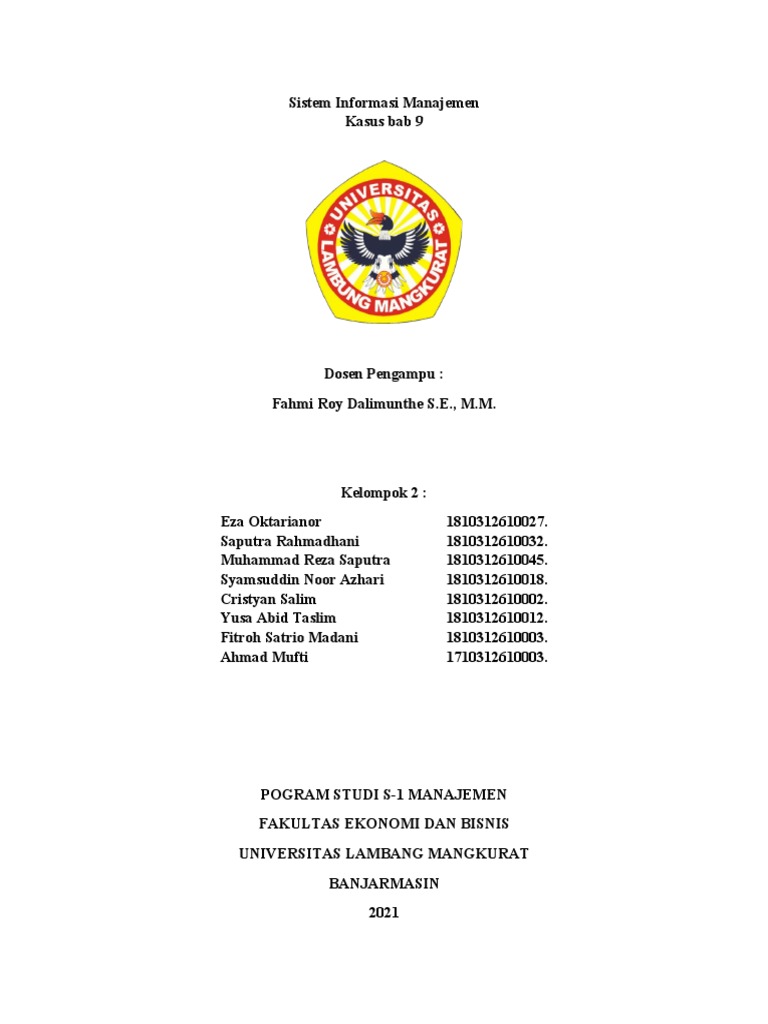 Kelompok 2 - Kasus Bab 9 - SIM | PDF | Bisnis