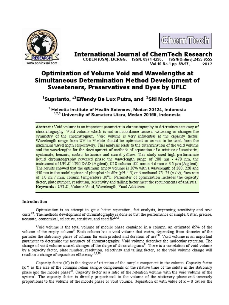 Optimization of Volume Void and Wavelengths at Simultaneous Determination Method Development of ...