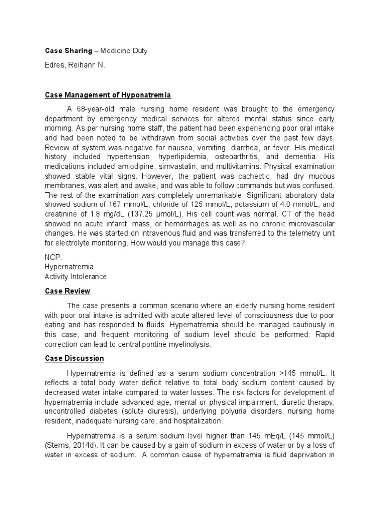 Case Sharing - Medicine Duty | PDF | Dehydration | Medical Specialties