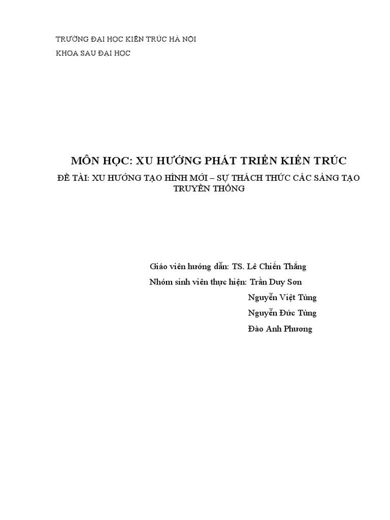 Tiểu Luận Xu Hướng PTKT | PDF
