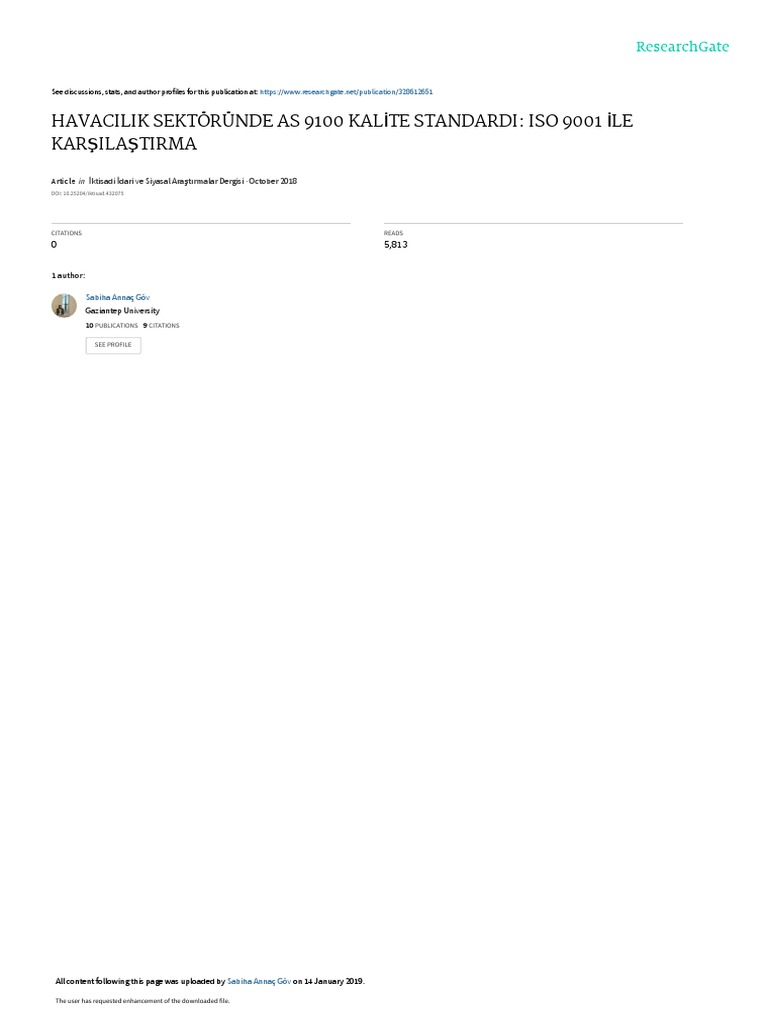 Havacilik Sektorunde As 9100 Kalite Standardi Iso | PDF Havacilik Sektorunde As 9100 Kalite Standardi Iso | PDF