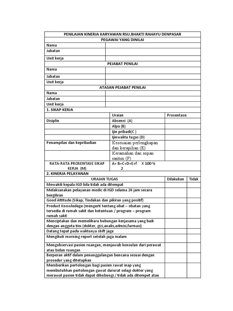 6 FORM Penilaian Kinerja IGD | PDF