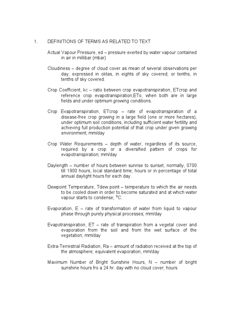 Modified Penman Method Tables | PDF | Evapotranspiration | Water Vapor
