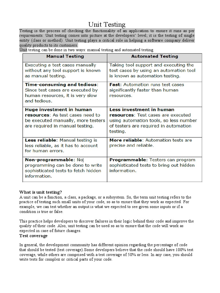 What Is Unit Testing? | PDF | Software Testing | Unit Testing