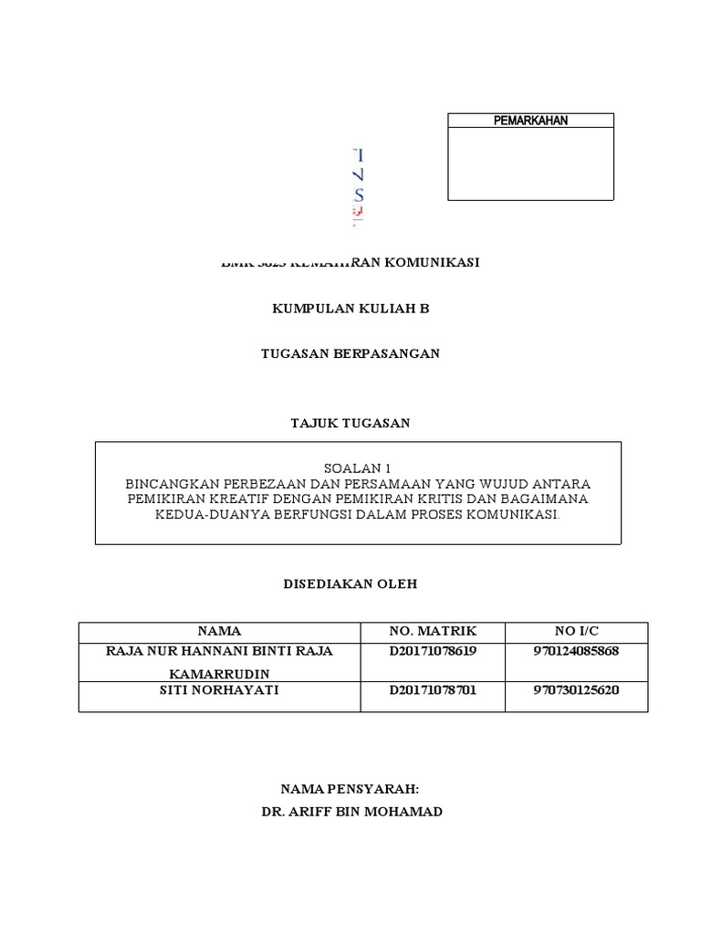 BMK Tugasan Pasangan | PDF