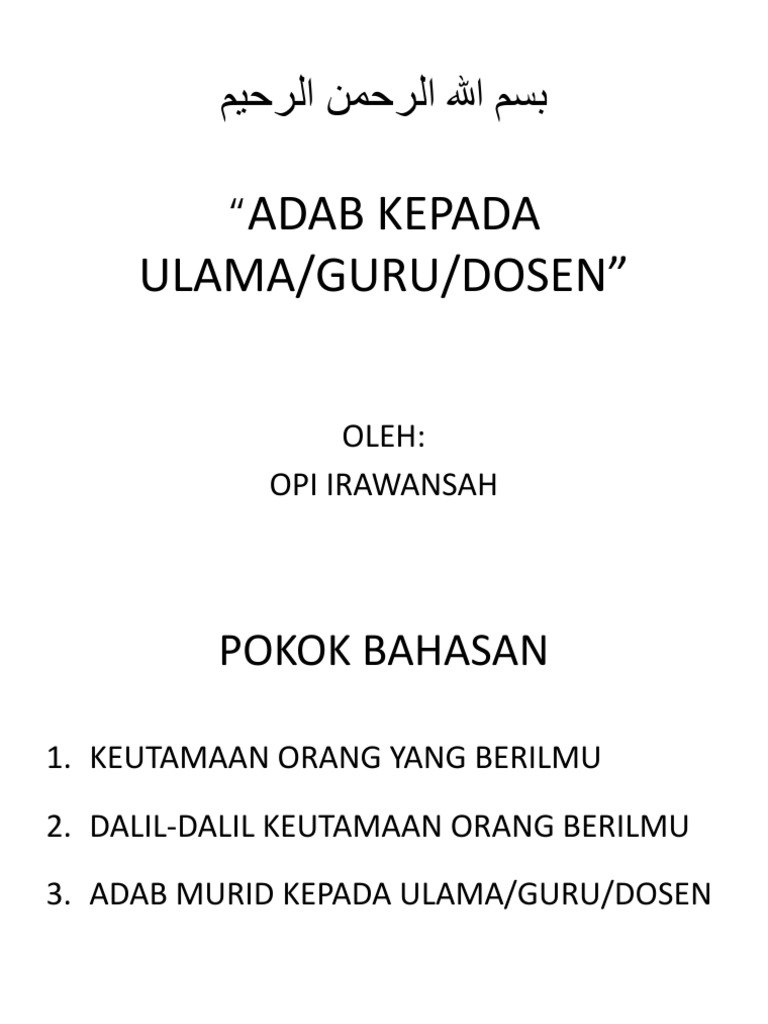 Adab Menghormati Ulama dan Guru | PDF