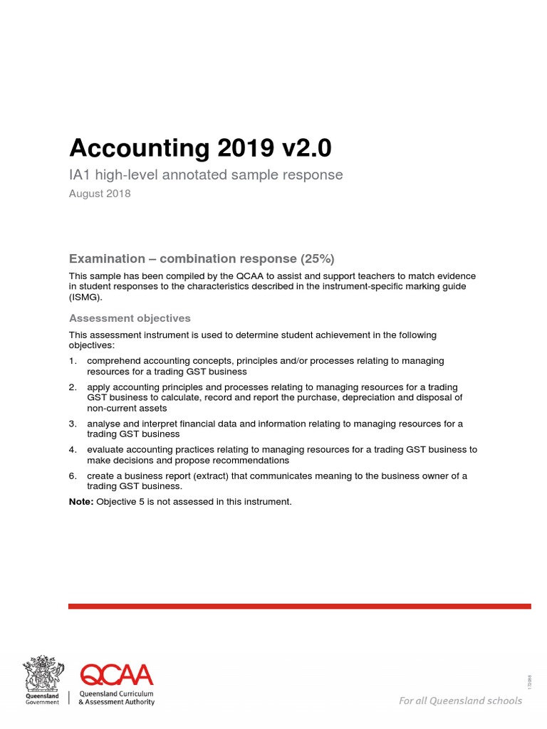IA1 Sample Response | PDF | Depreciation | Accounting
