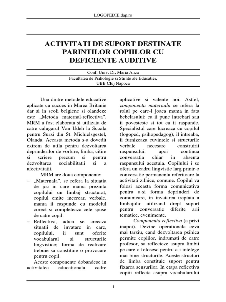 Activitati Destinate Parintilor | PDF