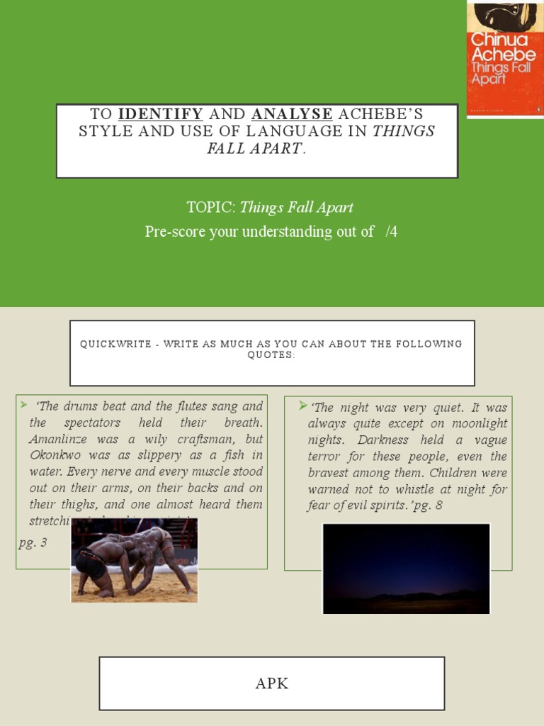 L3-4 Things Fall Apart - Literary Devices and Passage Analysis | PDF