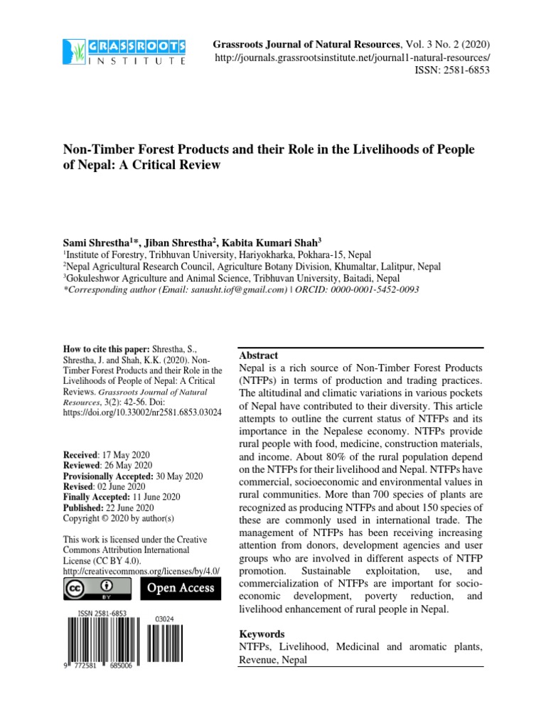 Non-Timber Forest Products and Their Role in The Livelihoods of People ...