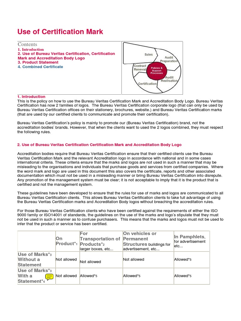 Use of BVC Certification Mark | PDF | Iso 9000 | Certification