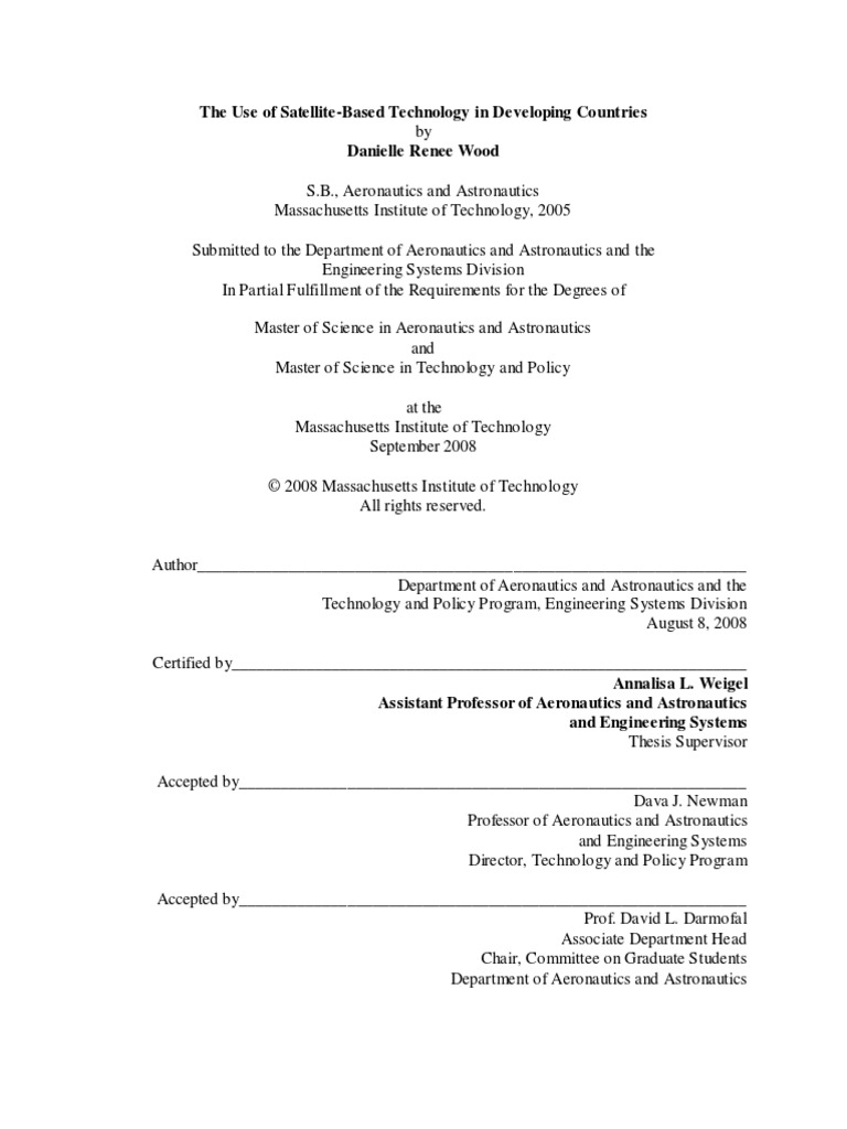 MIT Satellite Technology Thesis | PDF | Weather Satellite | Satellite ...