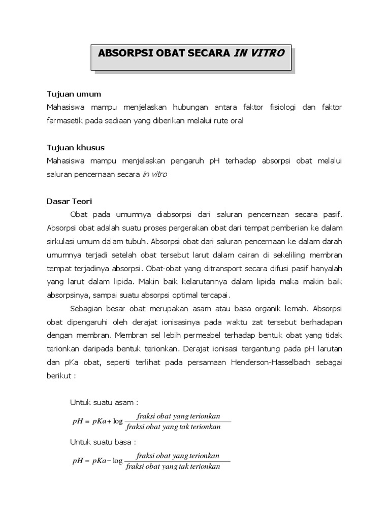 Prak Absorbsi Obat in Vitro | PDF