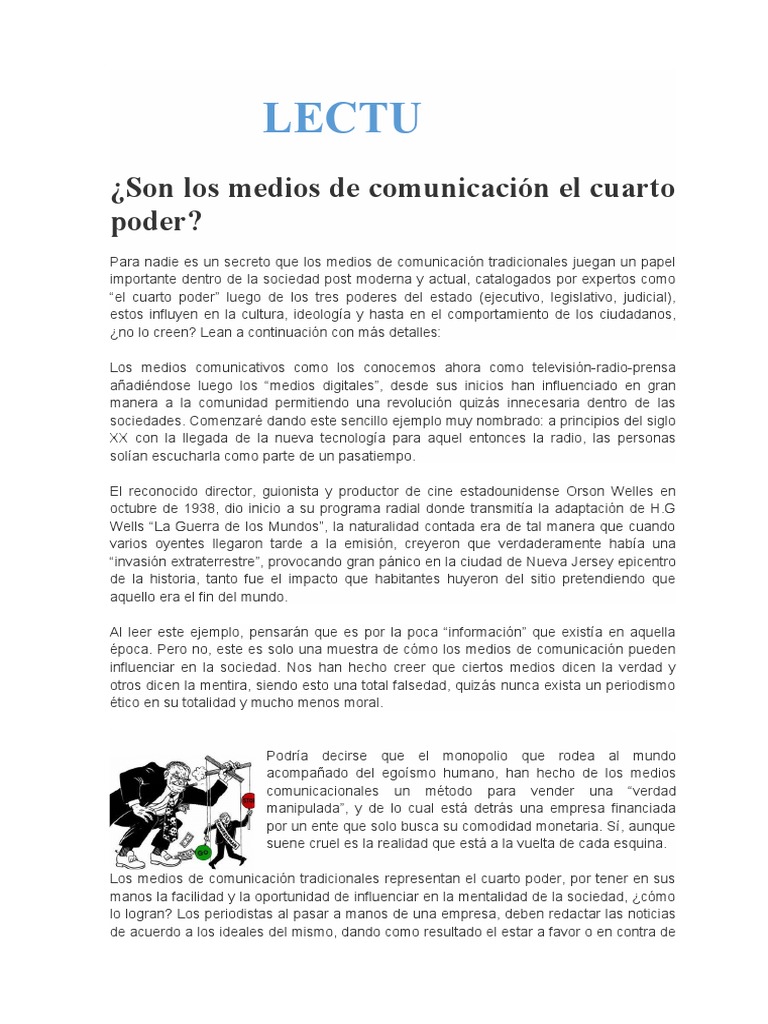 ACTIVIDAD 2 Son Los Medios de Comunicación El Cuarto Poder | PDF | Cnn ...