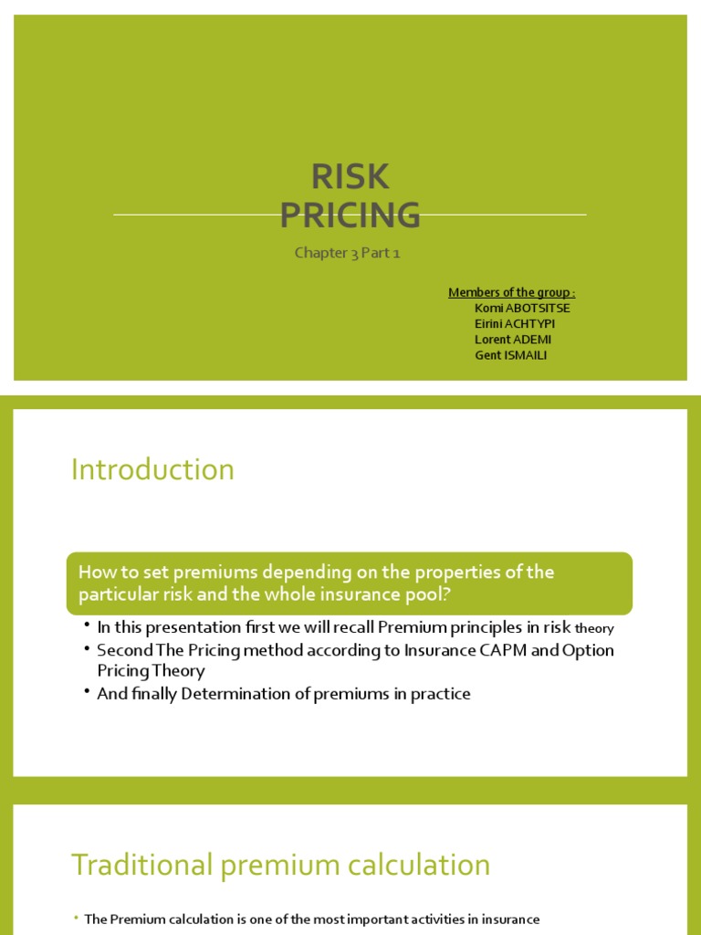 Risk Pricing | PDF | Capital Asset Pricing Model | Underwriting
