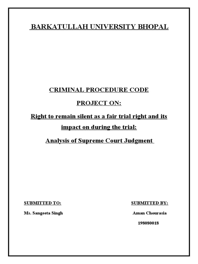 CRPC Assignment | PDF | Right To Silence | Legal Procedure