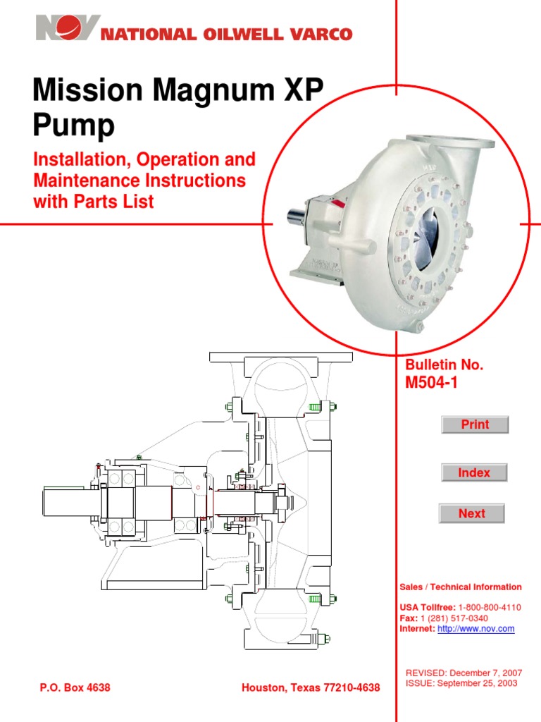 MISSION Magnum XP Centrifugal Pump Manual | PDF | Pump | Bearing ...